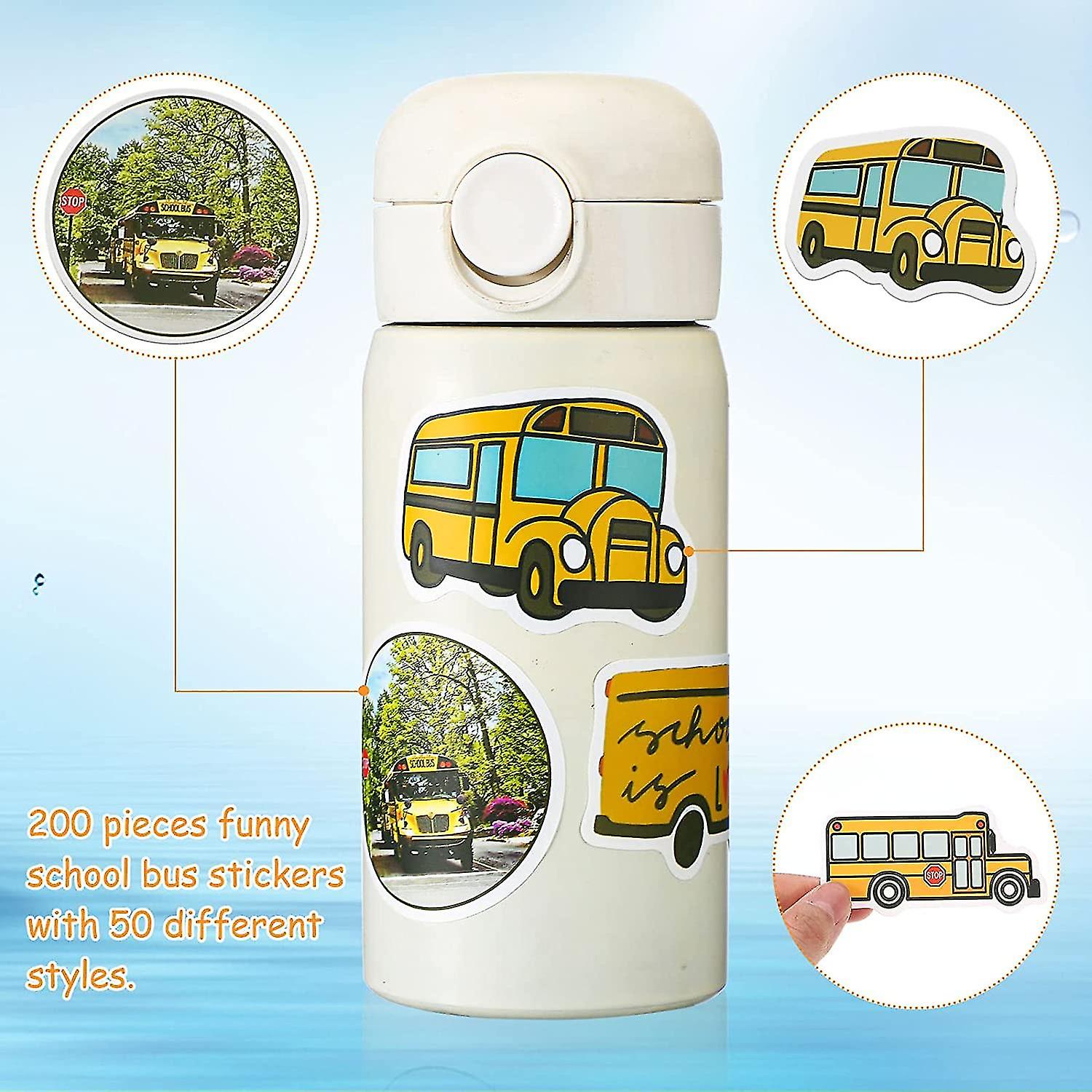200 Pcs School Bus Stickers Cute Cartoon Aesthetic Stickers Back To ...
