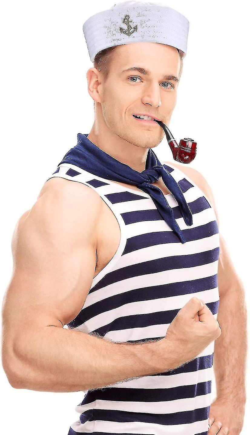 12 Pieces Halloween White Sailor Hat Captain Caps Yacht Nautical Hats ...