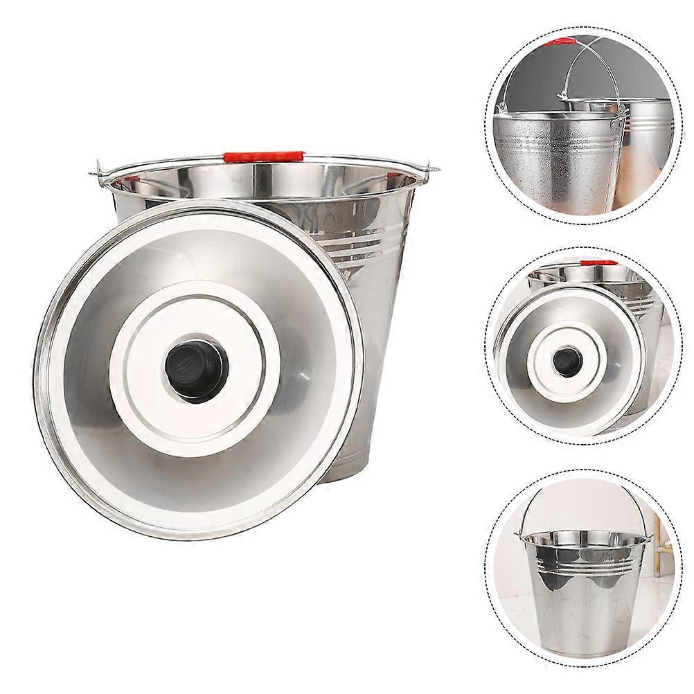 Stainless Steel Bucket with Lid Portable Water Bucket Multifunctional ...