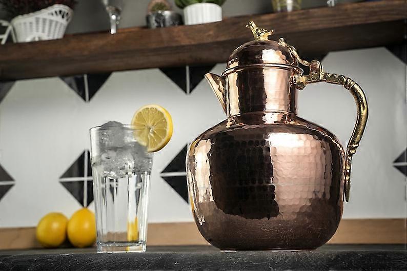 Heavy Duty Solid Copper Pitcher With Lid | Handmade Copper Water Jug ...