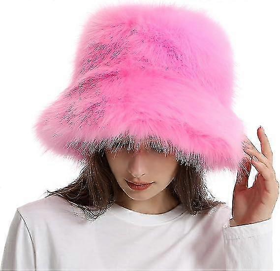 Fuzzy Bucket Hat Winter Fluffy Furry Plush Faux Fur Hats | Fruugo UK