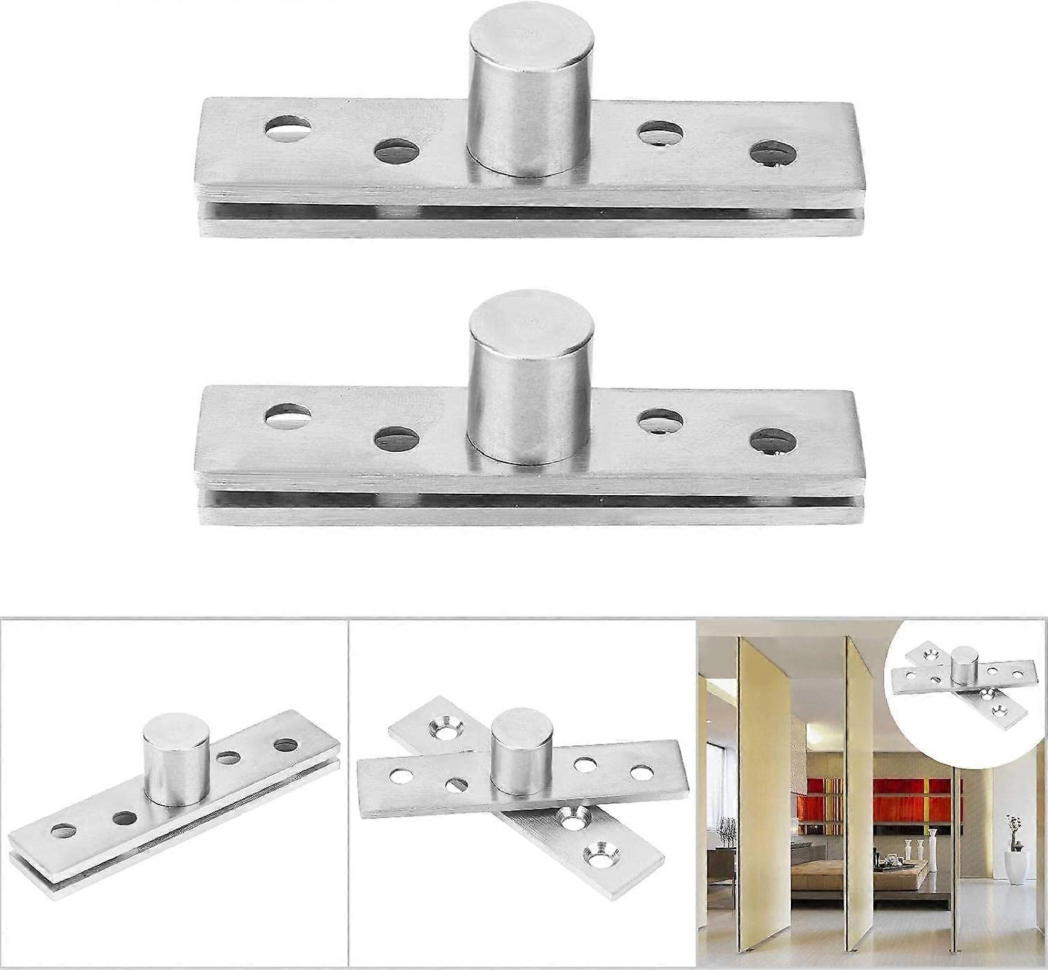 2pcs Invisible Hidden Door Pivot Hinge, 360 Degree Rotating Stainless ...