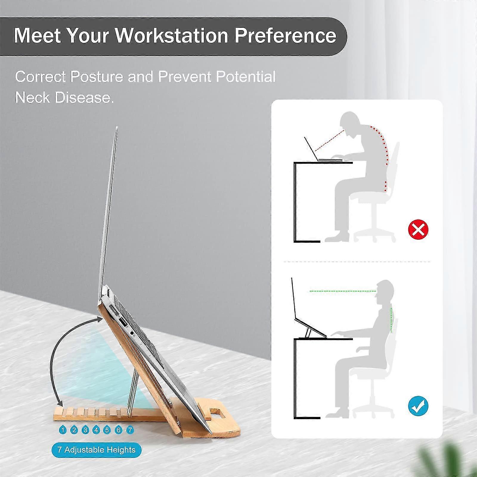 laptop computer stands wooden riser adjustable stand for desk portable ...