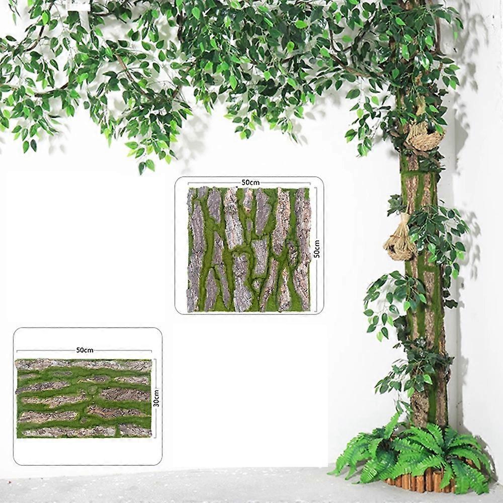 Simulation Tree Bark Home Sewer Decoration Tree Bark Green Moss Wedding ...
