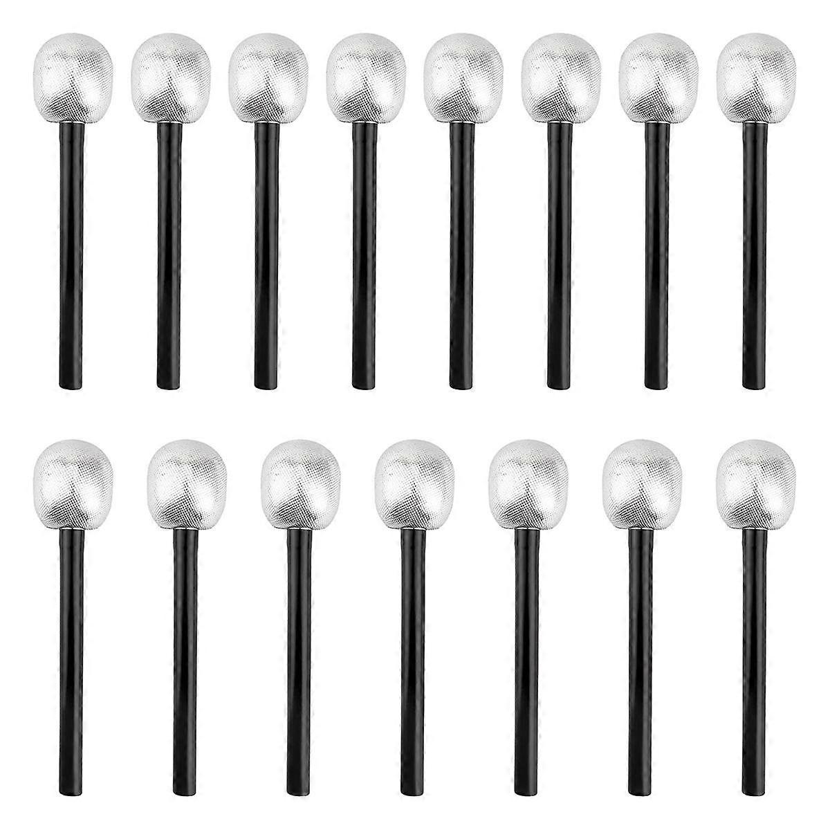 15 Pack Toy Microphone Stage Mic Silver Glitter Microphone for Cosplay ...