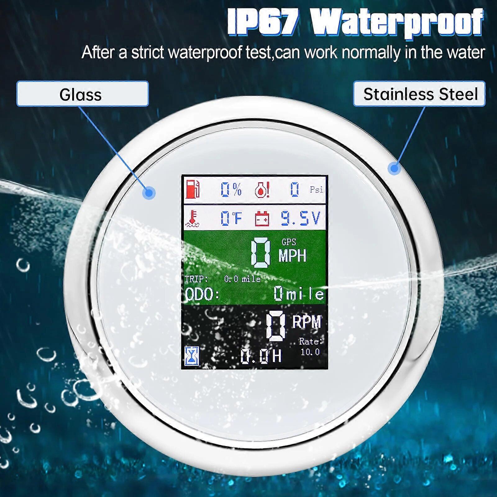 6 in 1 85mm GPS Speedometer Car Tachometer Fuel Level Water Temp Oil Pressure 10Bar Multi ...