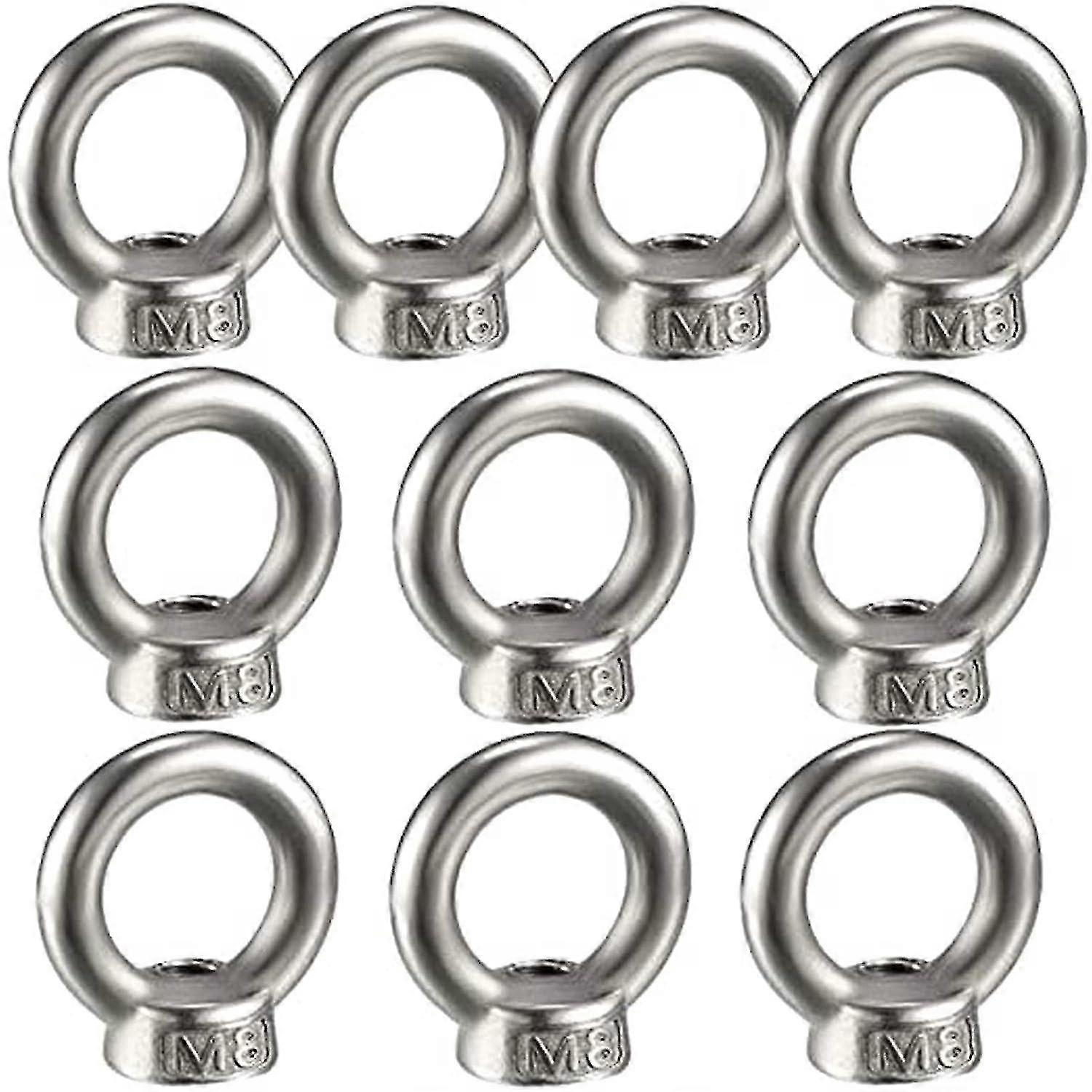 10 Pieces Stainless Steel Ring Nut, M8 Lifting Eye Nut, Hardware Eye ...