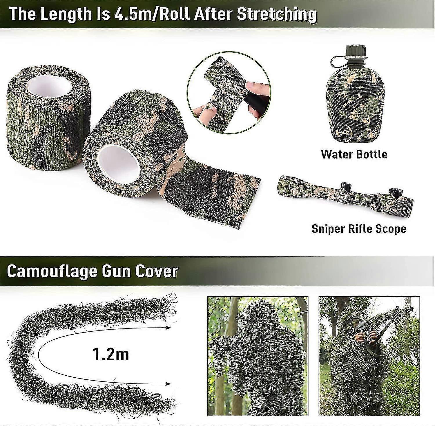 6 In 1 Ghillie Suit, 3d Camouflage Hunting Apparel Including Jacket, Pants, Hood, Carry Bag And ...