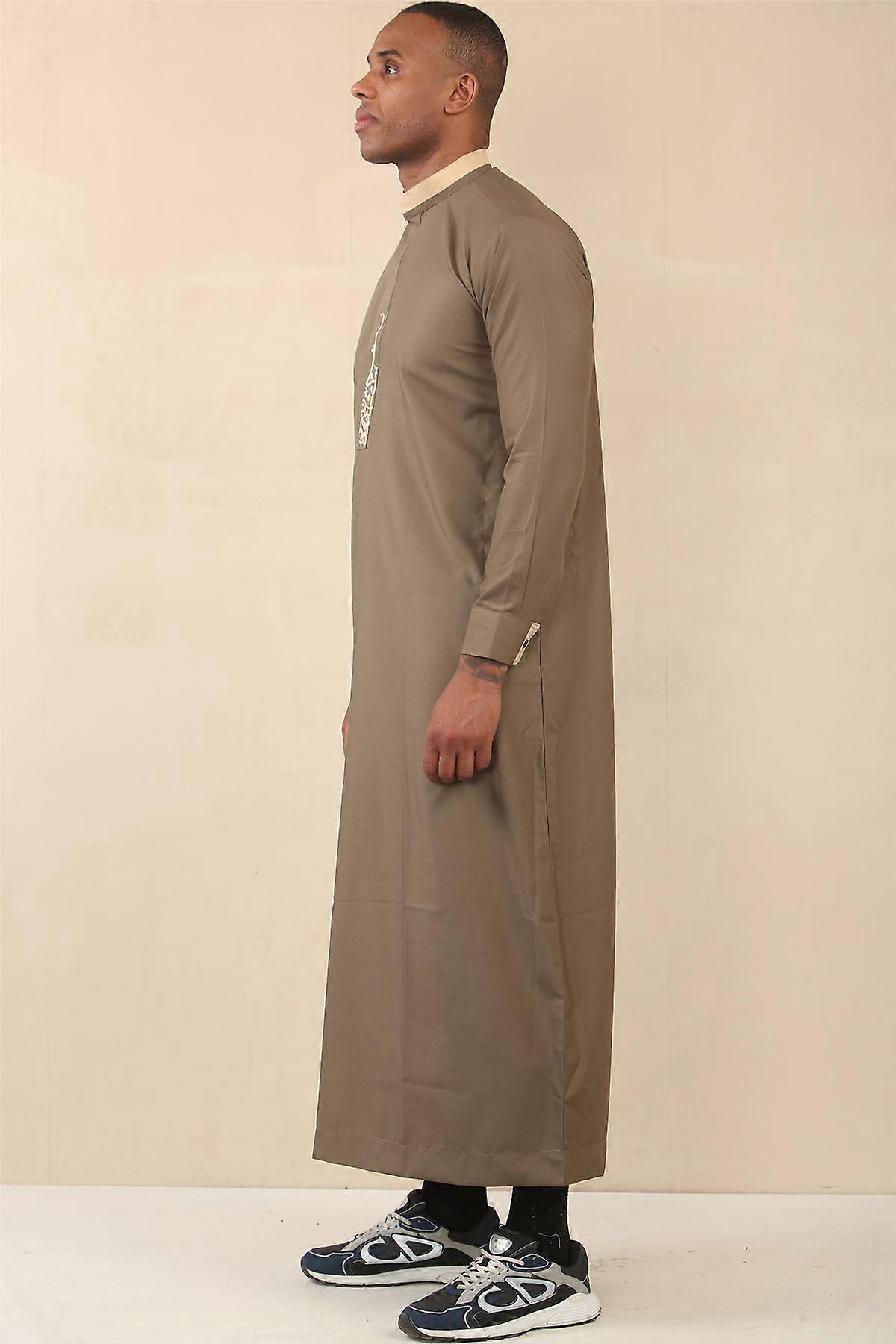 Men's Brown Thobe Arab Saudi Emirati Islamic Clothing Jubba Robe ...