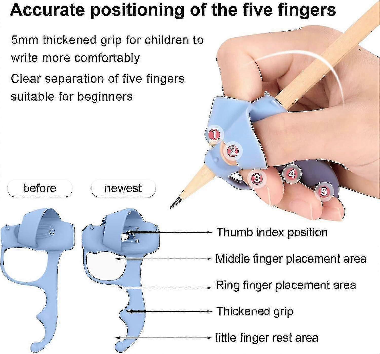 4 Pieces Writing Aid For Kids, Ergonomic Finger Guide, Silicone Pencil ...