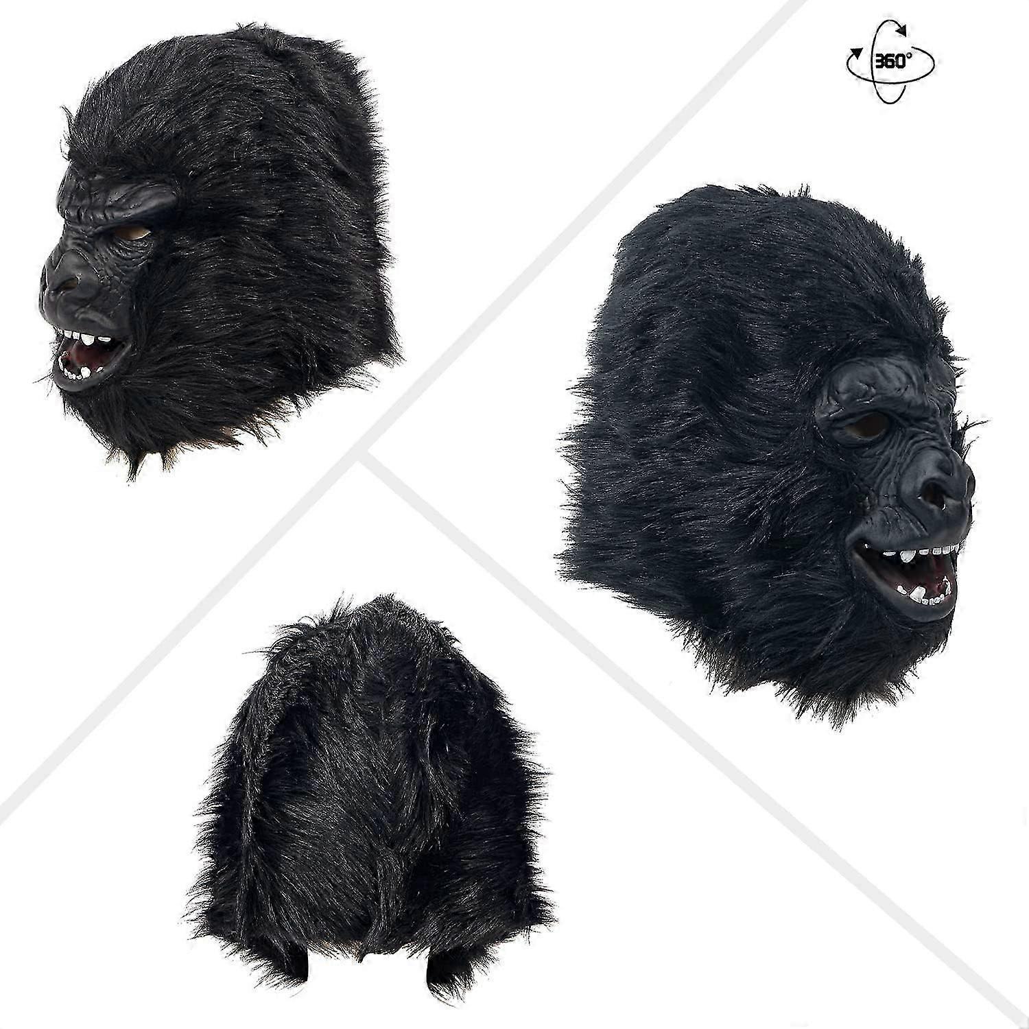 Black Gorilla Mask Chimpanzee Wild Animal Latex Full Head Realistic ...