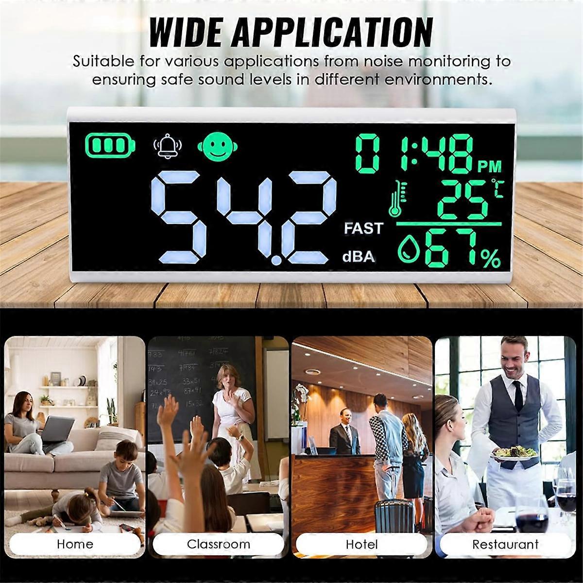 Decibel Meter 13 Inches 30-130dB Sound Level Meter, Large LCD Display ...