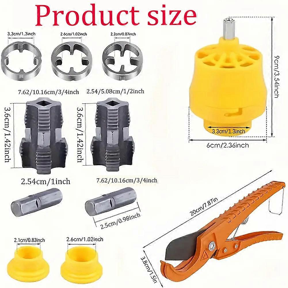 13pcs Electric Drill Compatible PVC Pipe Threader Kit with 1/2 Inch 3/4 ...
