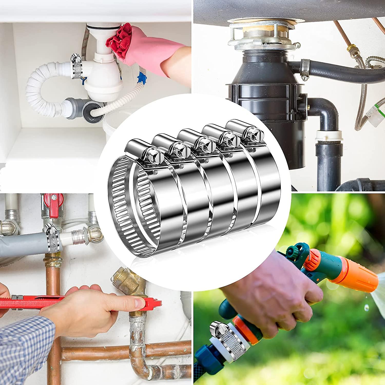 30 Pieces Stainless Steel Hose Clamps, 6 Sizes 8-51mm Extra Strong ...