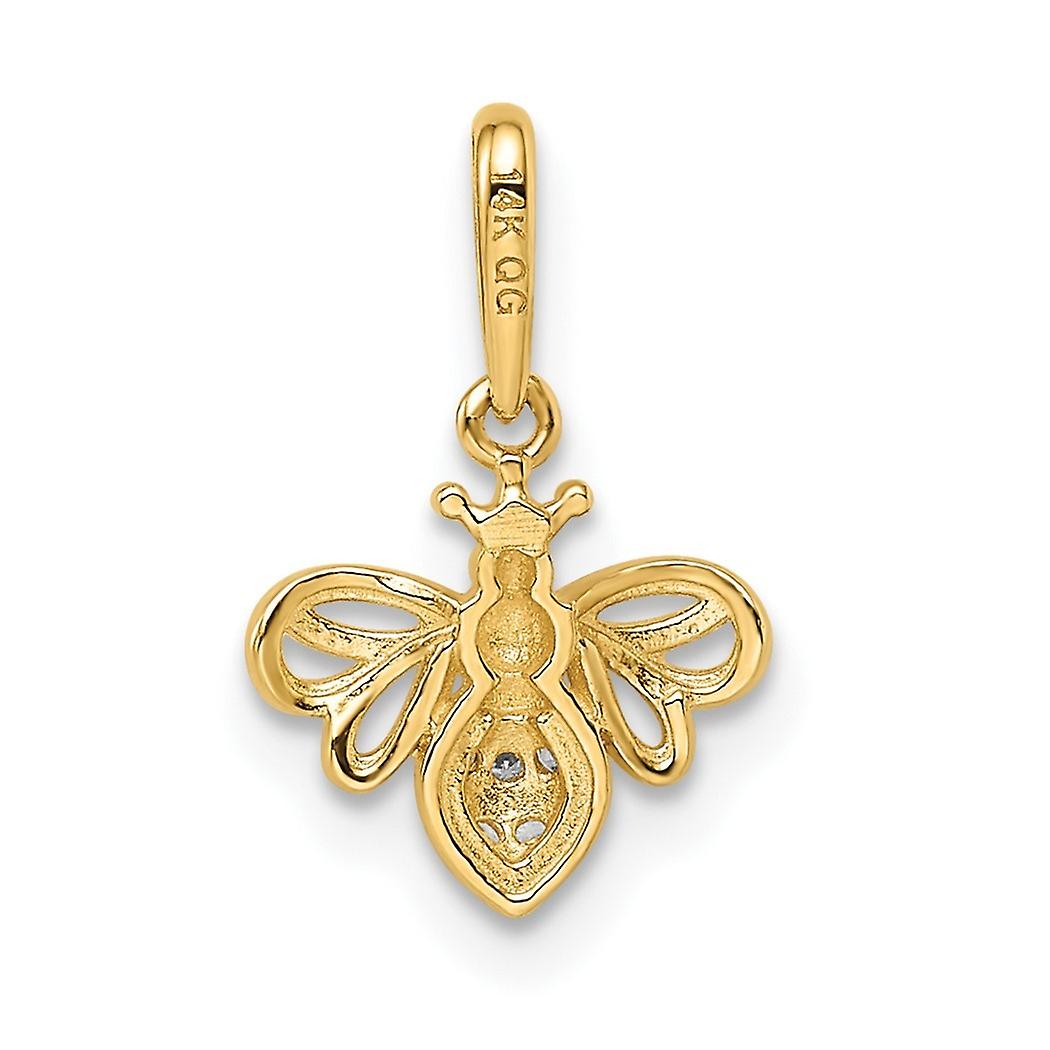 14k Gold Madi K CZ Cubic Zirconia Simulated Diamond Bumble Bee Pendant ...
