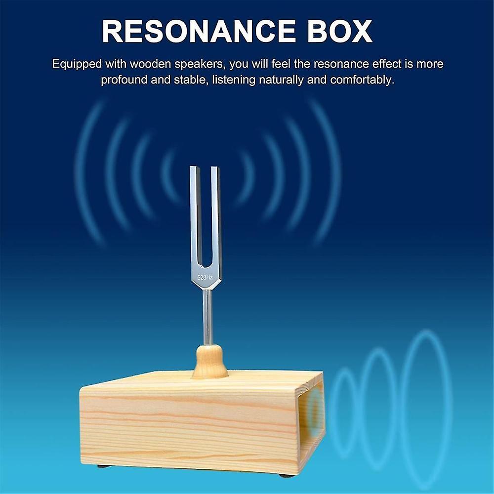 528hz Tuning Fork With Resonance Box, Aluminum Alloy, Wooden Speaker, Perfect For Spa ...