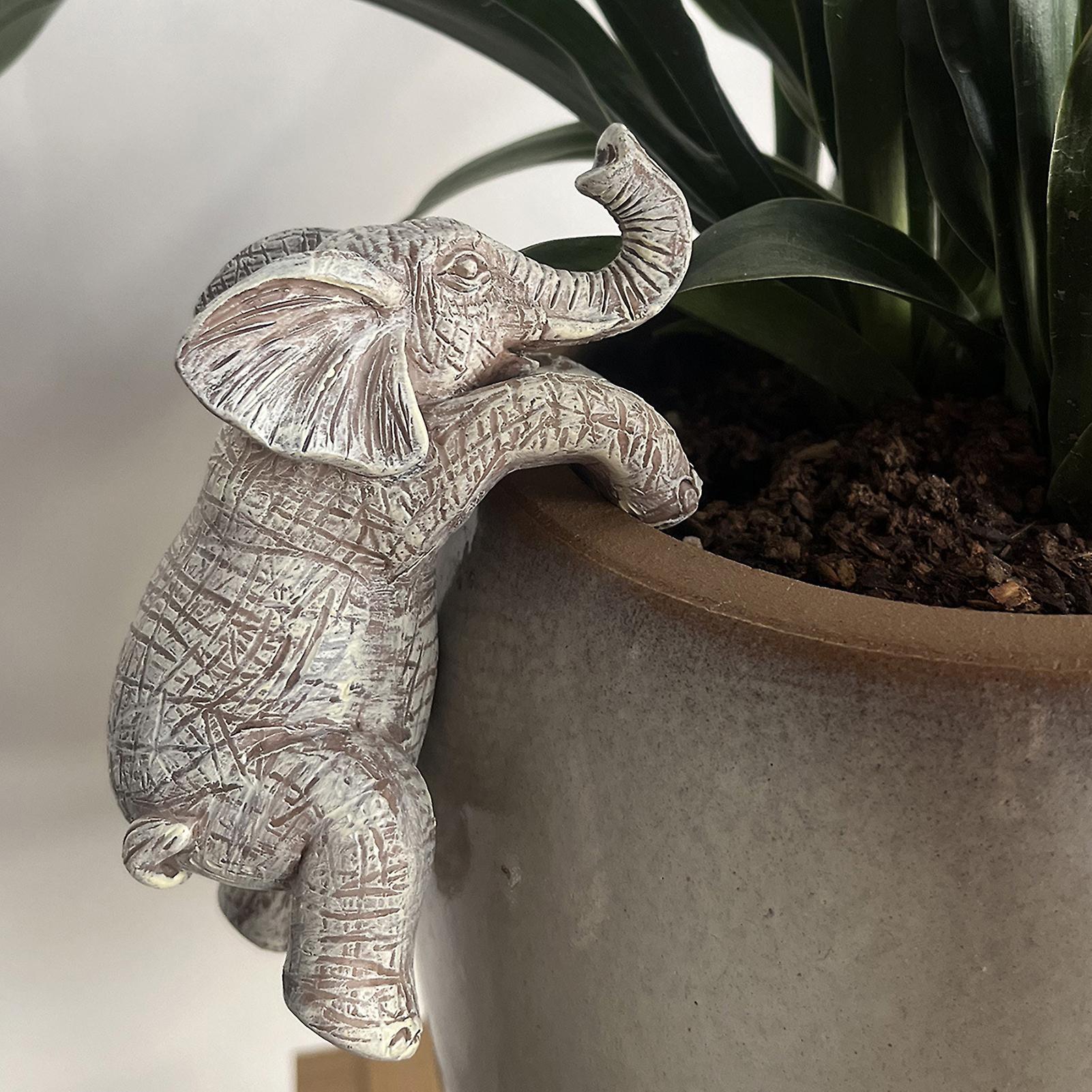 Hanging Resin Elephant Flower Pot Hugger Planter Edge Elephant Figurine ...
