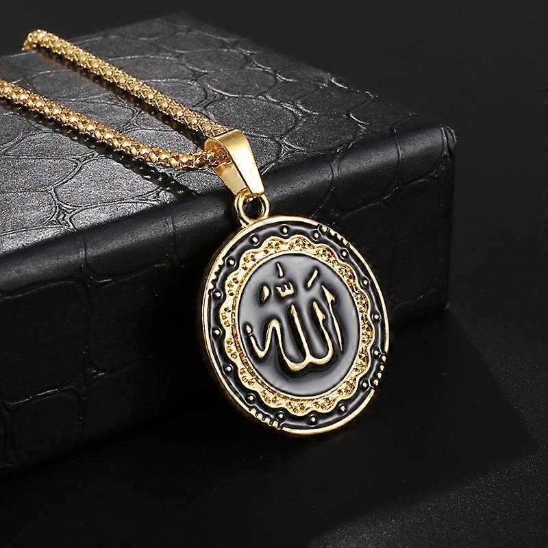 Religious Muslim Allah Quran Round Plaque Pendant Necklace for Men ...