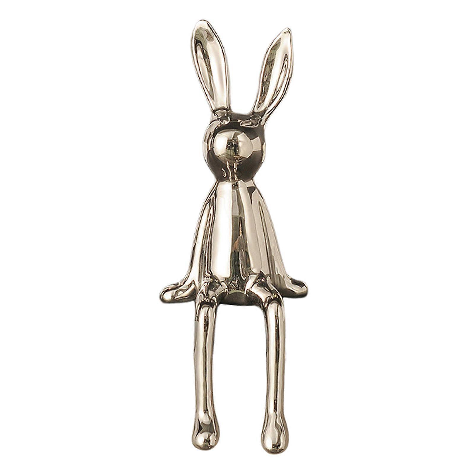 Sitting Rabbit Figurine Long Ears Bunny Resin Statue Sculpture Home ...