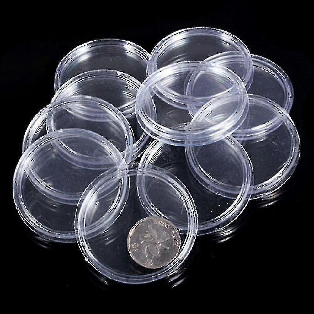 100pcs/box 30mm Round Coin Storage Holder Plastic Display Case ...