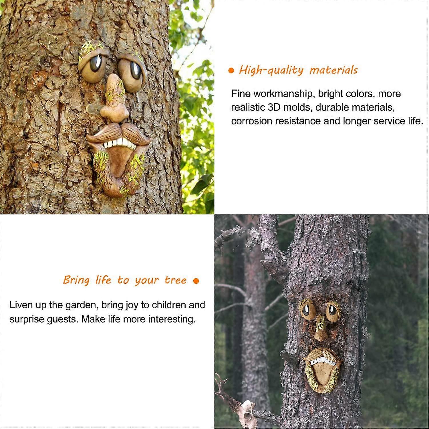 Old Man Tree Faces Decor, Garden Sculptures and Statues, Outdoor Garden ...