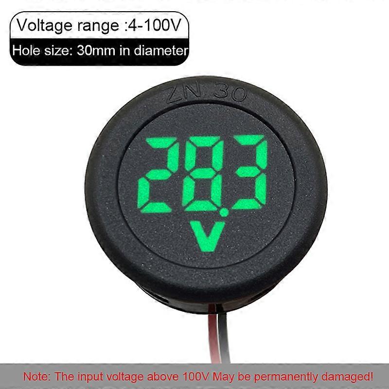 DIY Mini Digital Voltmeter Round DC 4-100V Volt Voltage Tester Meter ...