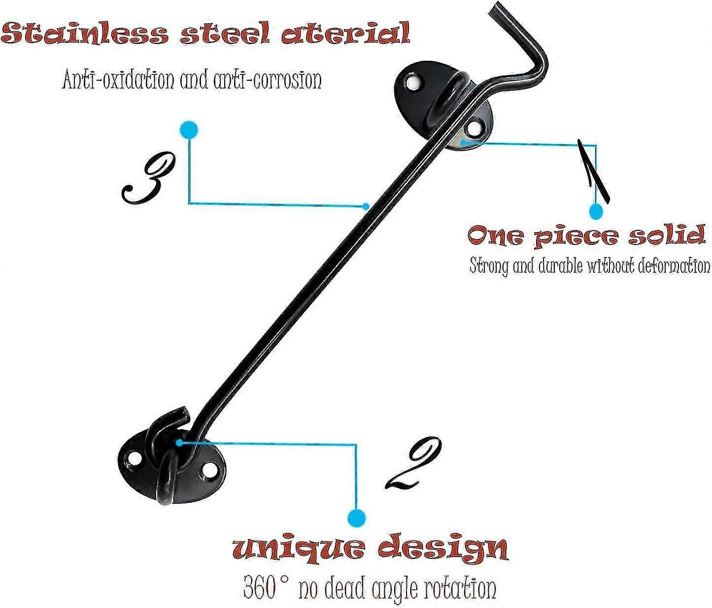 2 Pieces Stainless Steel Storm Hooks Cabin Hooks With Fixing Screws For ...