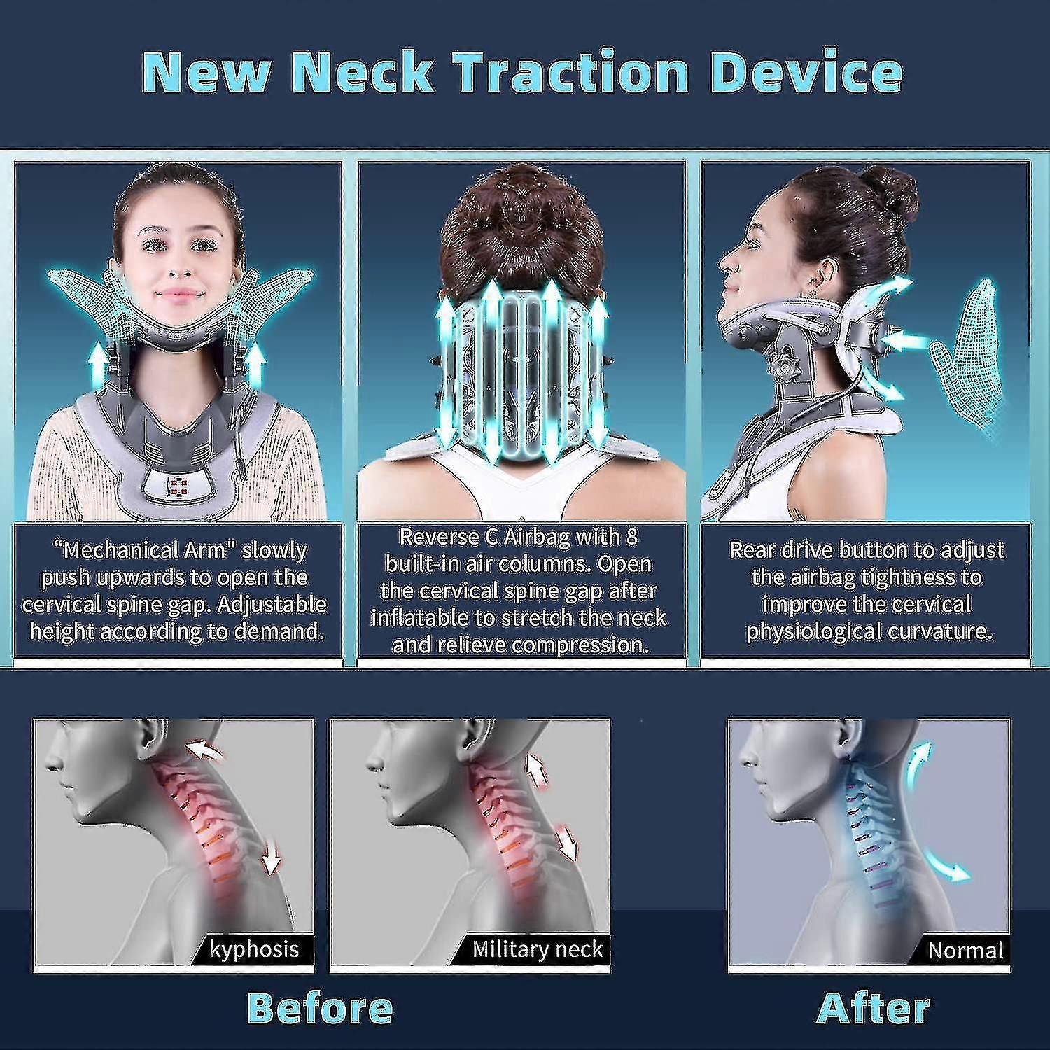 2024 Cervical Neck Traction Device With 3 Power Tractions And 8 Built-in Airbag Support ...