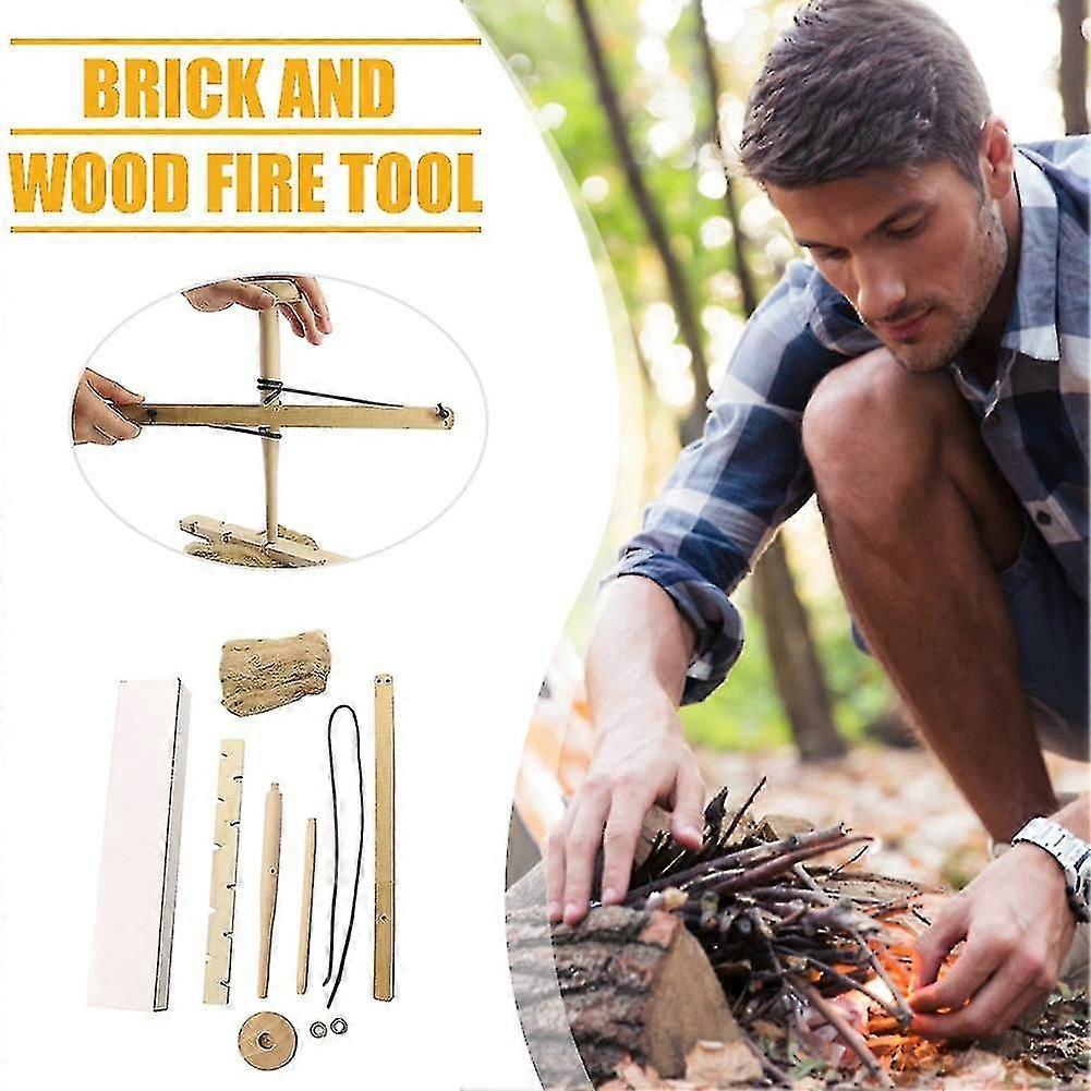Bow Drill Friction Fire Starter Wood Make Fire Drilling Tool Kit For ...