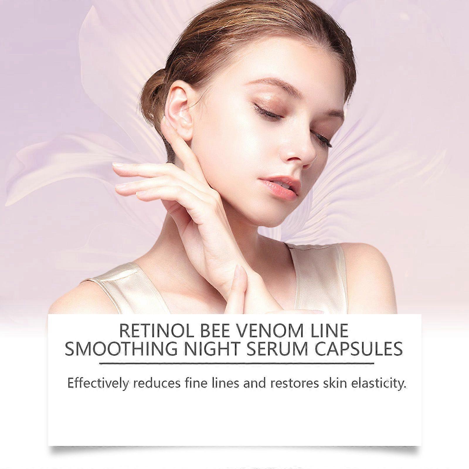 Retinol Bee Venom Line Smoothing Night Serum Capsules for Face, Bee Venom Repair Line-Smoothing ...
