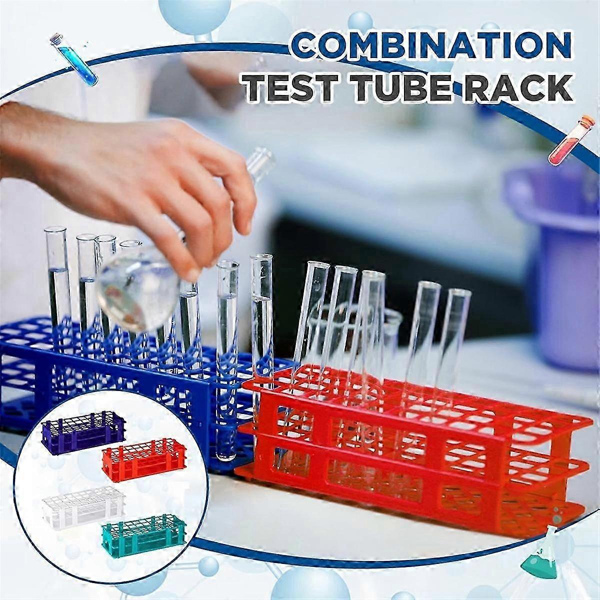 4 Pcs Plastic Test Tube Rack Test Tube Holder Rack Detachable Tube ...