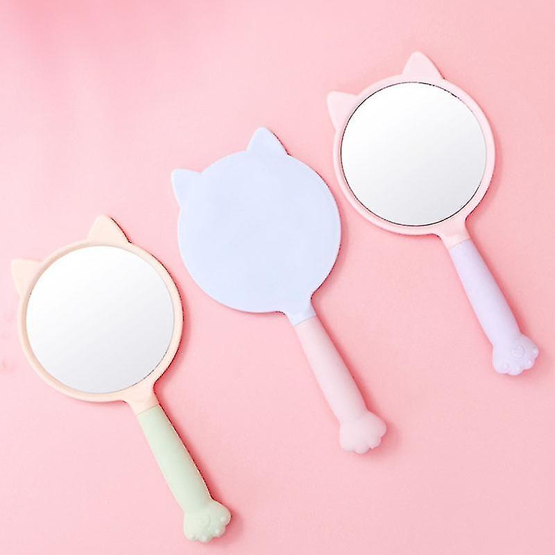 Handheld Hand Mirror Cute Cat Kitten Design With Paw Handle Portable ...