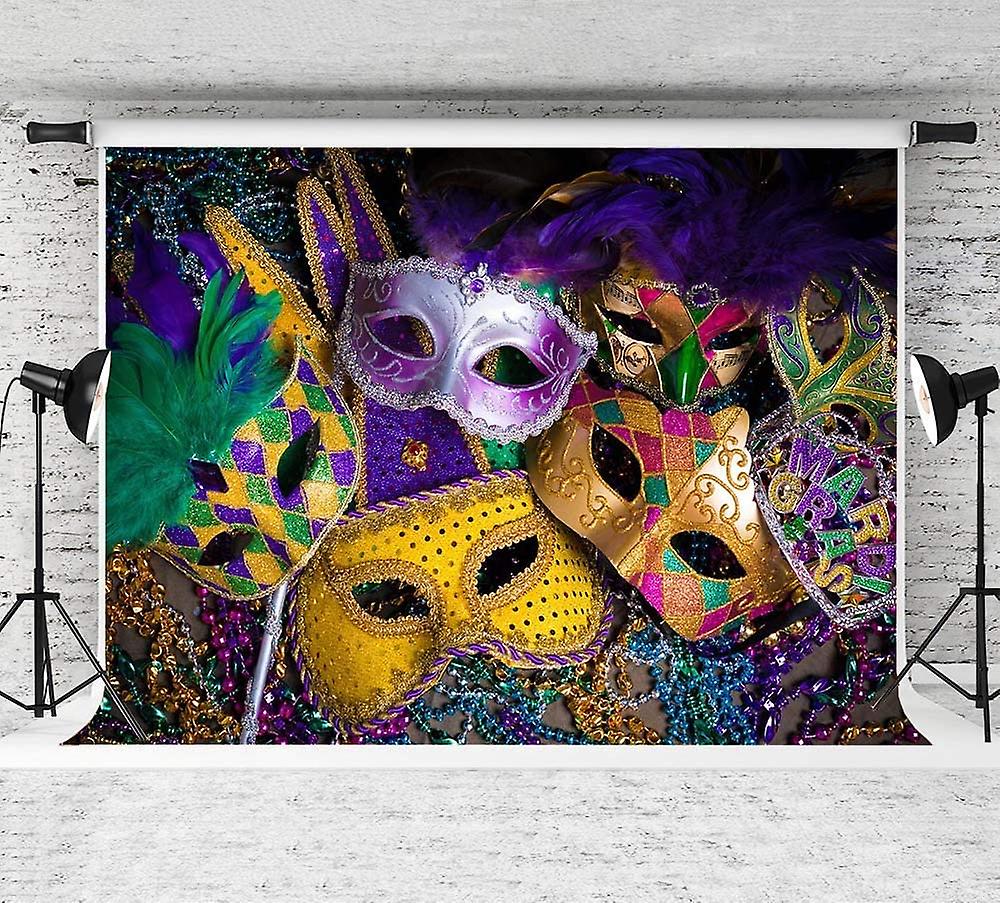 Masquerade Backdrops Purple Gold Glitter Beads Mask Carnival ...