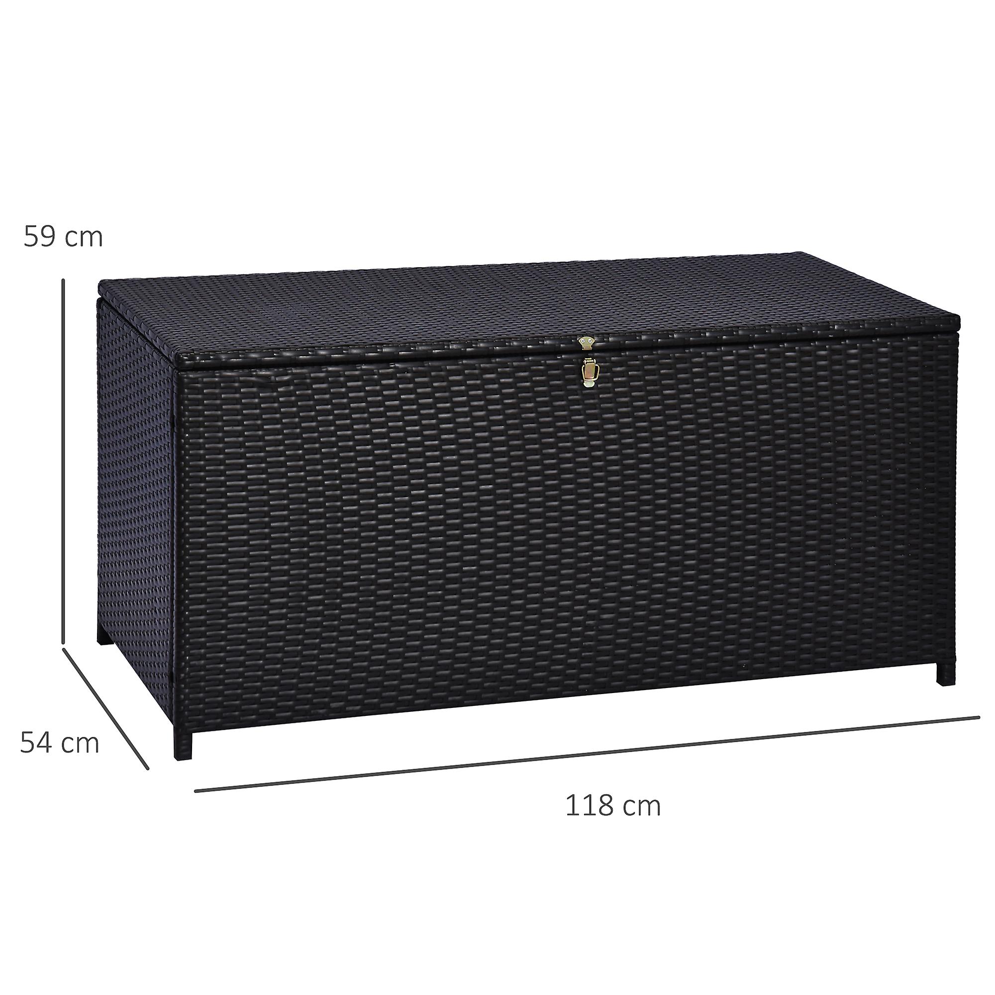 Outsunny Large Rattan Storage Box Garden Chest Wicker Outdoor Cabinet ...