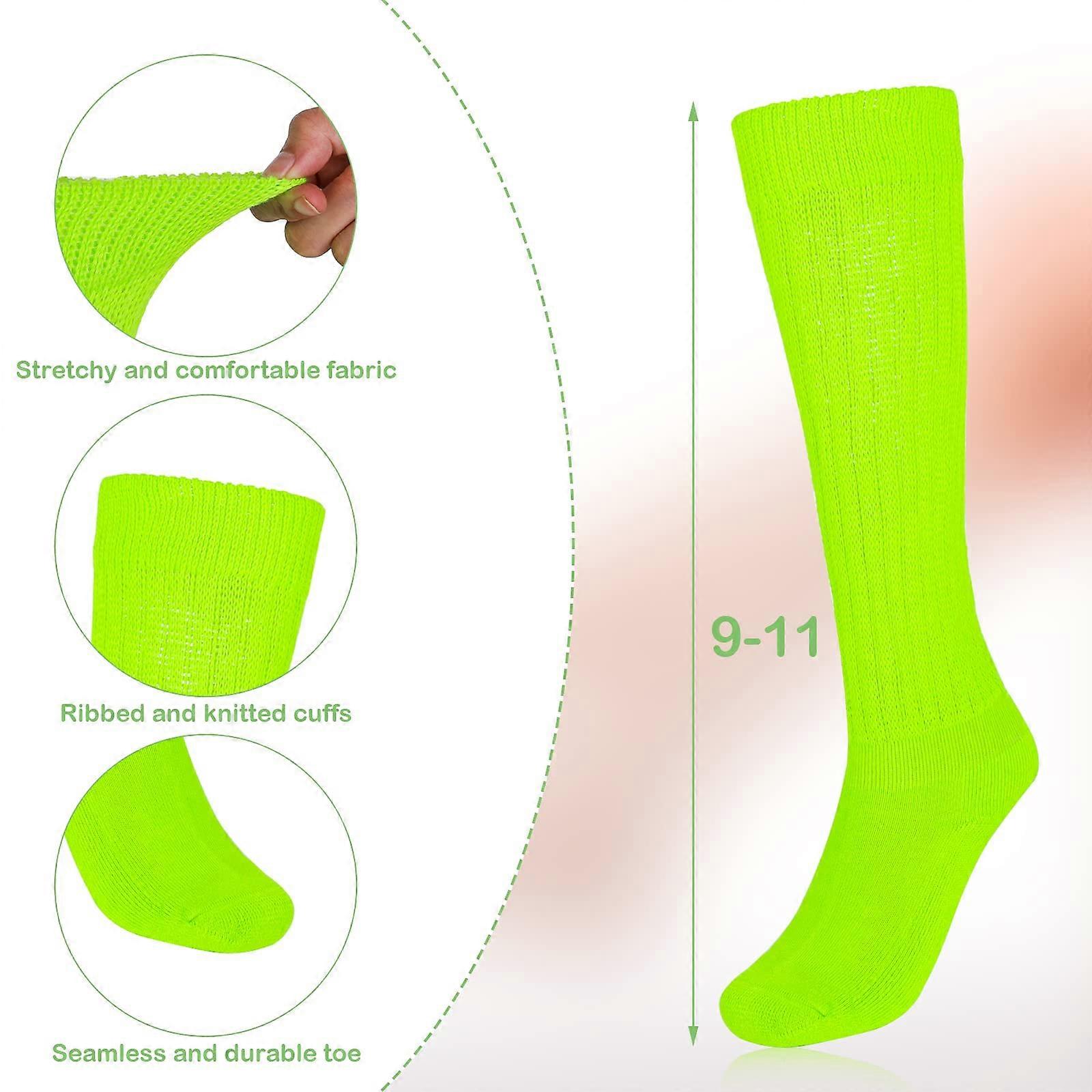 pairs of women's slouch socks, neon knit shopper socks, extra long ...