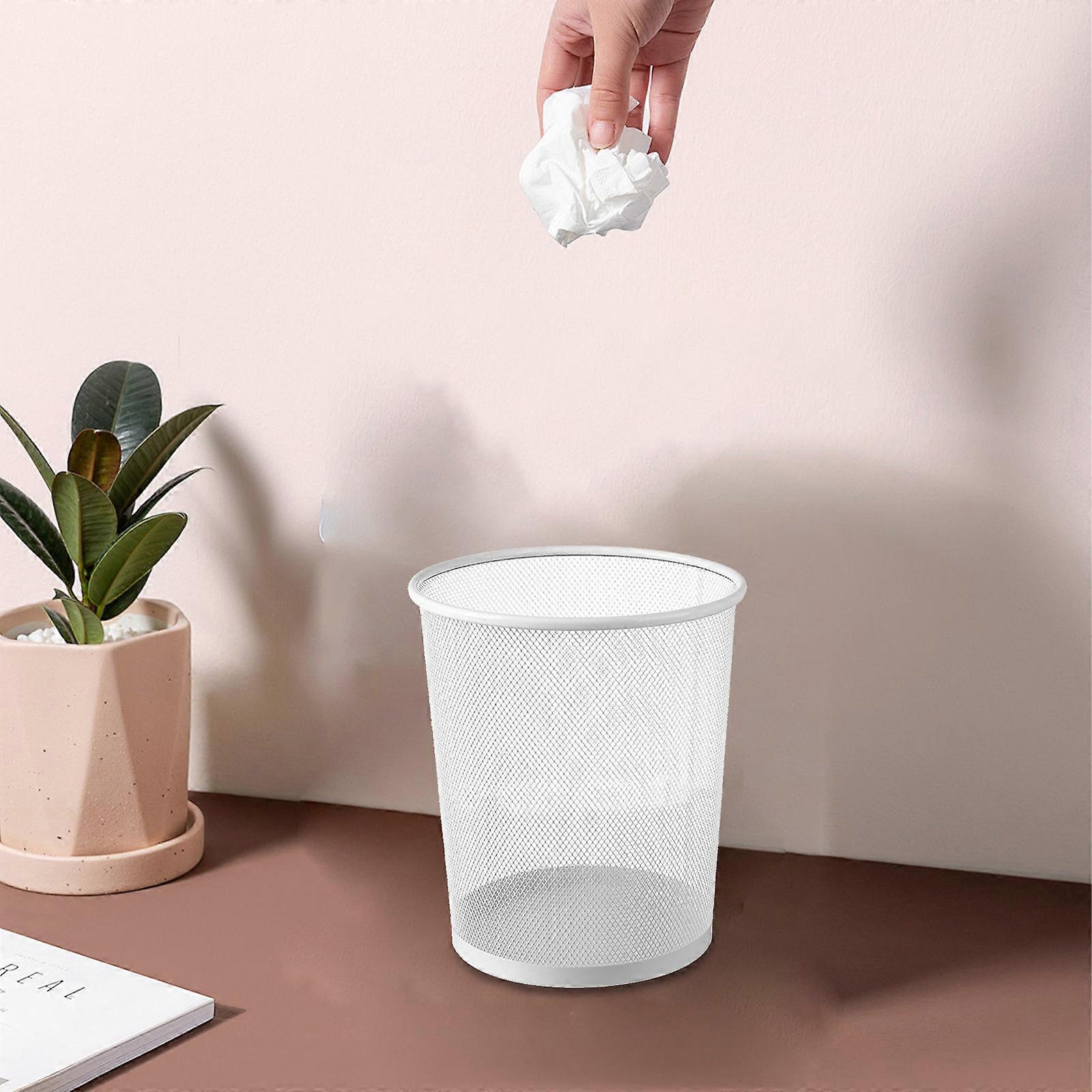 Metal Mesh Trash Can: Round wastebasket for small spaces. | Fruugo UK