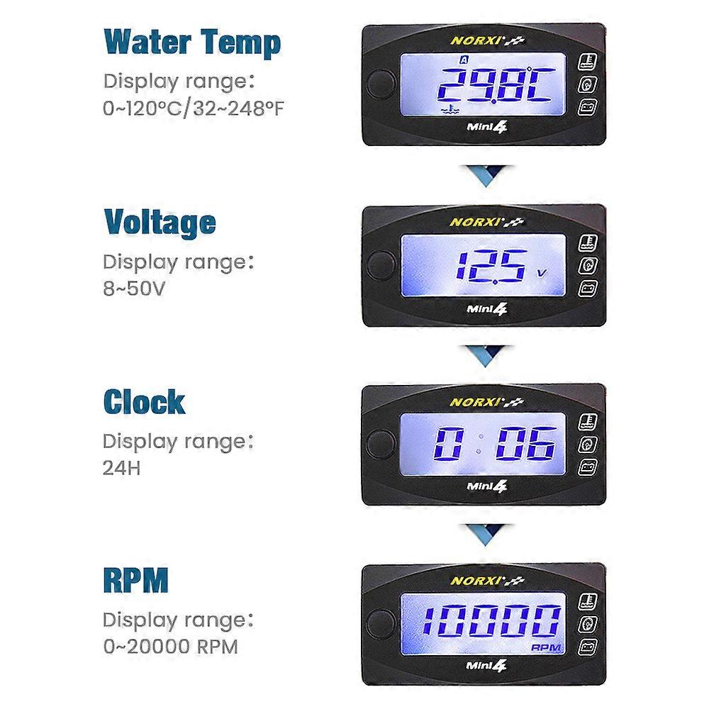 velocimetro universal de moto Voltmeter Water Temperature Time RPM For ...