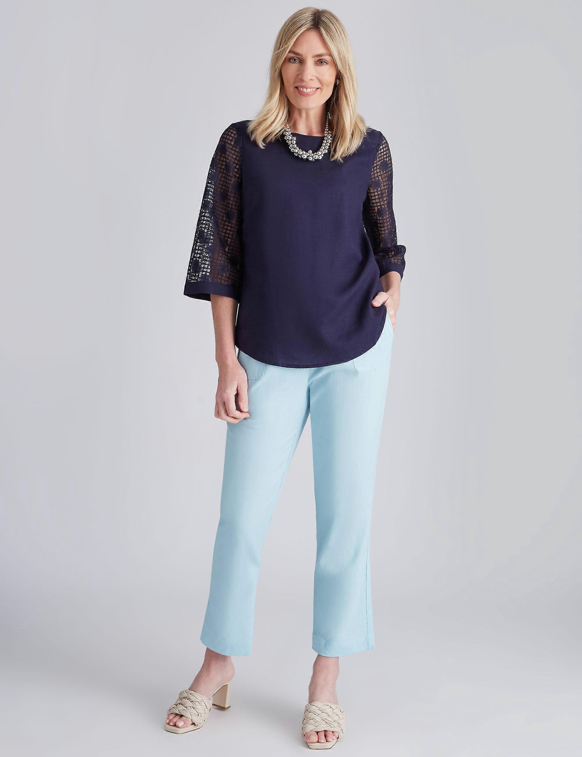 Noni B - Womens Summer Tops - Blue Blouse / Shirt - Linen - Smart ...