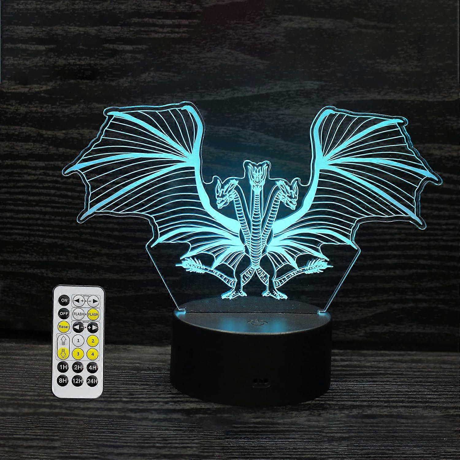 Godzilla War vs King Kong 3D Night Light Kids Room LED Dcor Lamp Timing ...