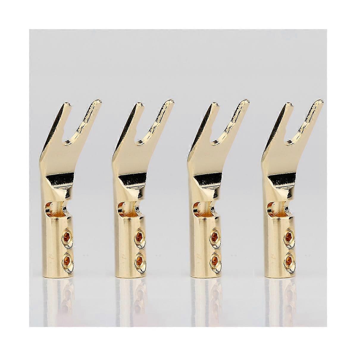 8PCS HIFI Banana Y Spade Y Gold Plated Pure Copper Screw Fork HiFi ...