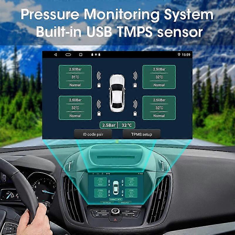 Motor Vehicle Sensors JMCQ USB Android TPMS Tire Pressure Monitoring System Display Alarm System ...