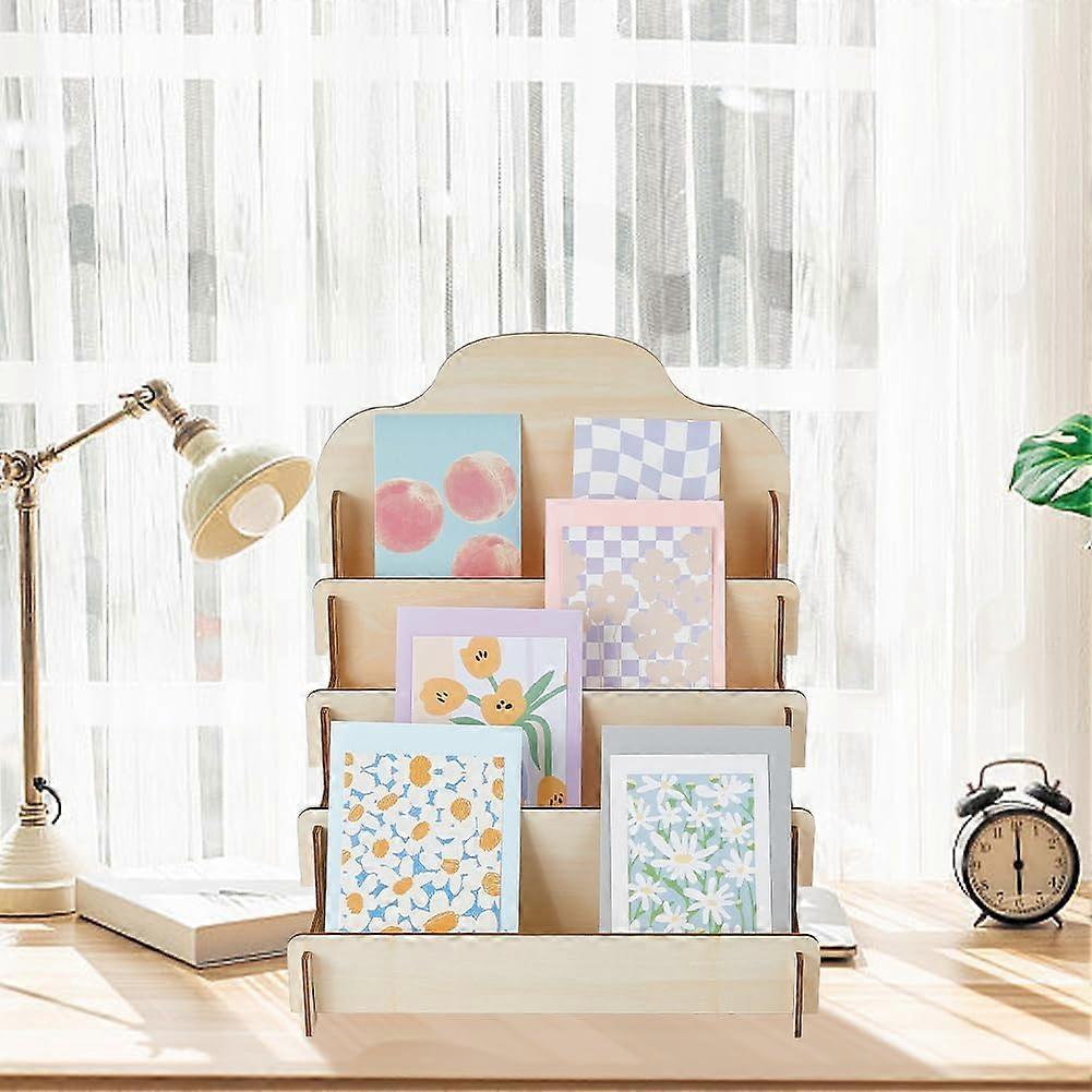 4 Tier Wooden Greeting Card Display Stand Card Display Risers PapayaWhip 30x26.4x35cm | Fruugo AU
