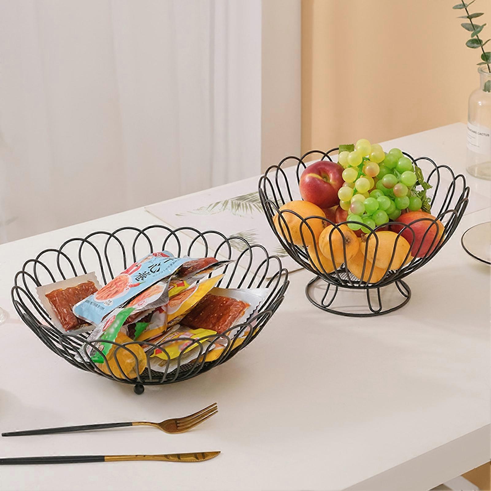 Fruit Basket Unique Smooth Surface Metal Countertop Breathable Fruit Holder Background Prop ...