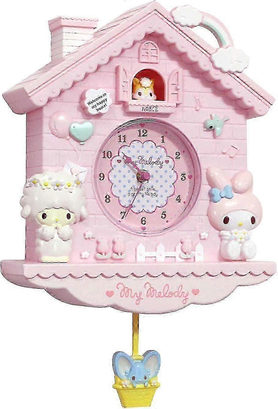 Kids Wall Clock 12 Inch Cartoon Swing Girls Children Wall Clock Quartz ...
