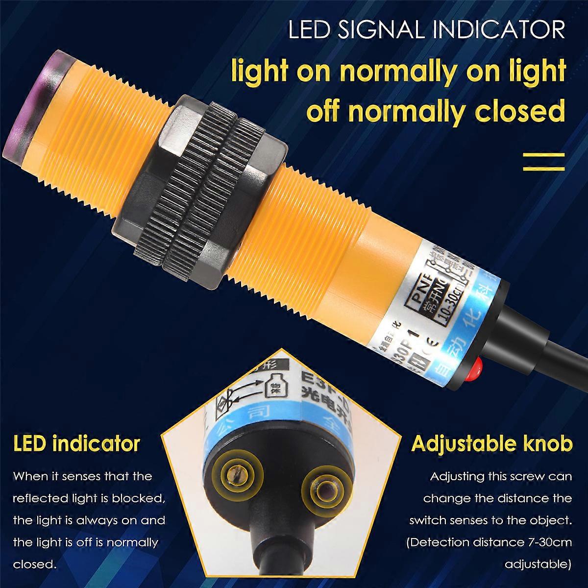 DC 3 Wire 6-36V PNP IR Photoelectric Sensor Switch 30cm E18-B03P1 ...