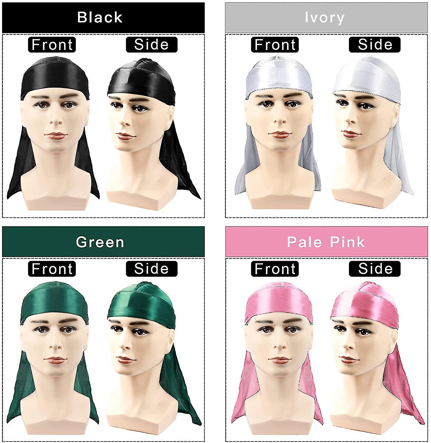 4pcs Silky Durags, Silk Durag For Men Women Waves, Silk Durag Pack With ...