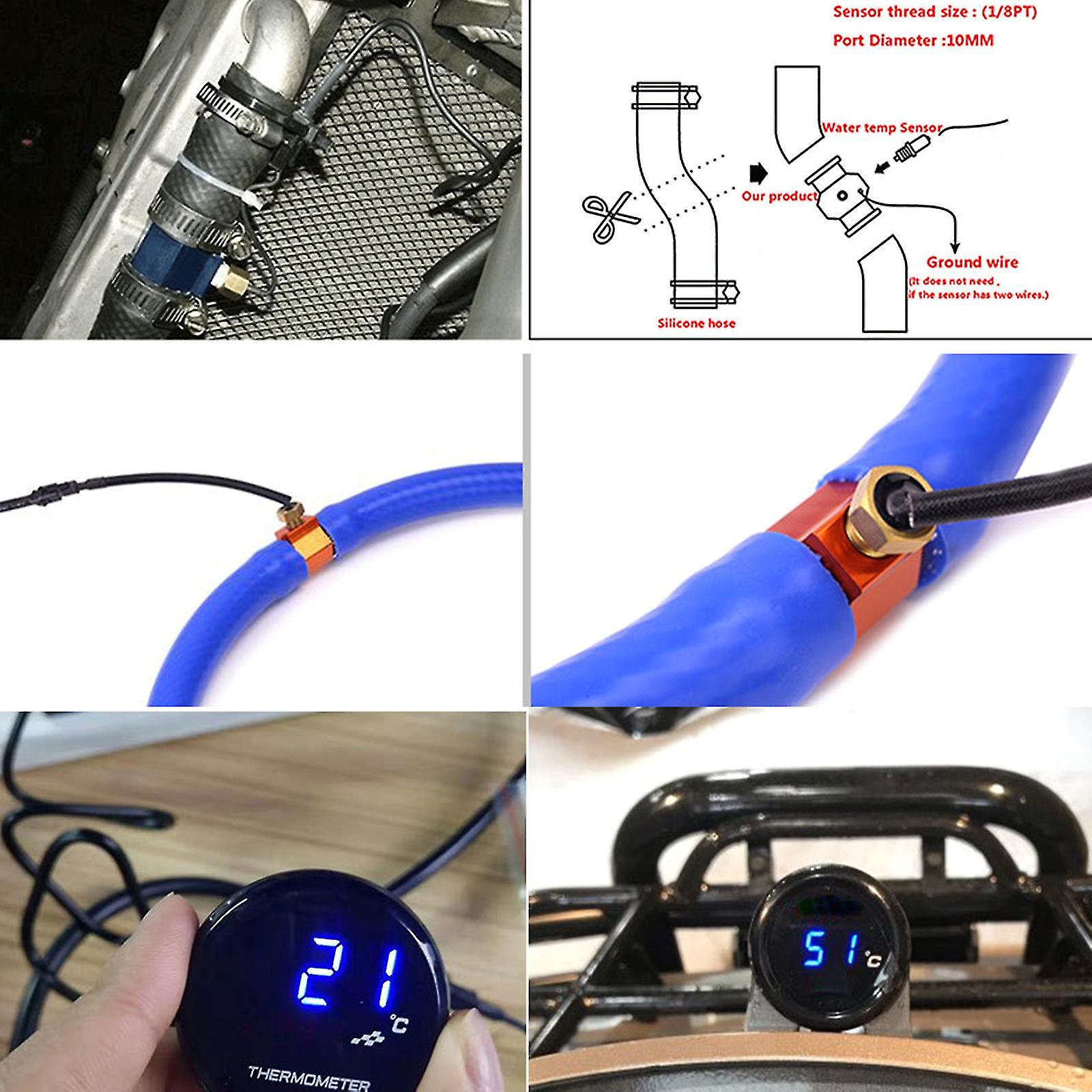 Motorcycle Water Temperature Hour Counter Meter Water Temp Adapter ...