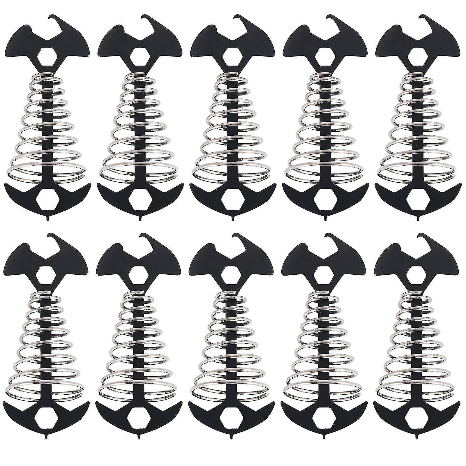 10pcs Fishbone Tent Rope Tightener Stainless Steel Spring Deck Tie Down ...