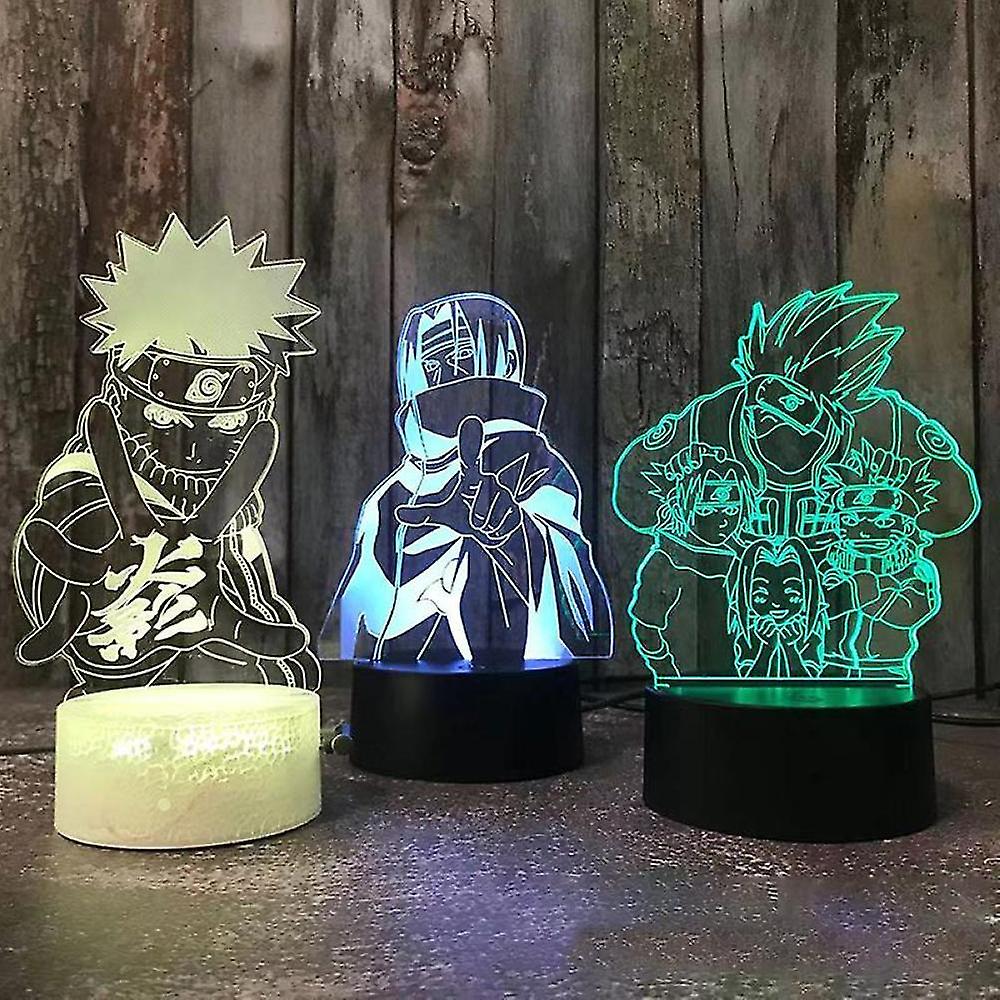 3d Night Lights Naruto Team Uzumaki Naruto Sasuke Sakura Figure Led ...