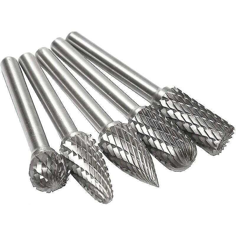 5pcs 6mm Shank 10mm Head Tungsten Carbide Double Cut Rotary Cutter Set ...